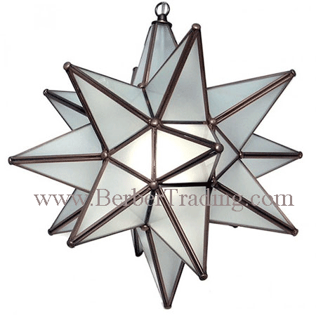 Star lamp, Frosted Glass Bronze Moravian Star