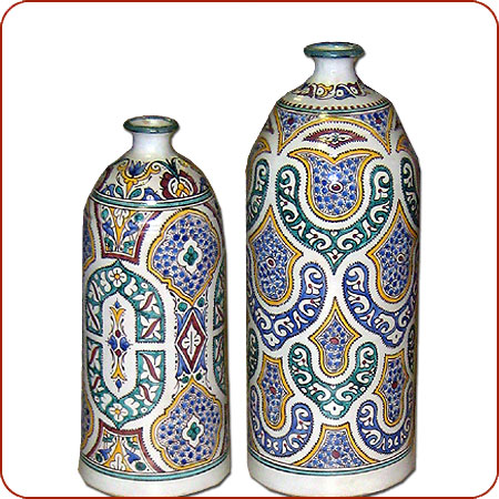 Moroccan Pottery / Ceramics - Fez Milk Bottle