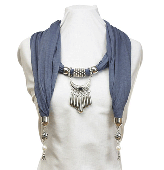 Embellished scarves, necklace scarves