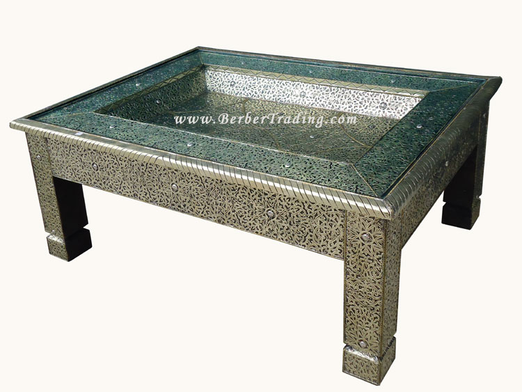Moroccan table, Moroccan coffee table, silver table